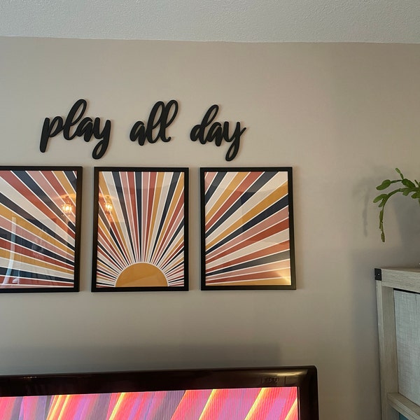 Play All Day Sign, Playroom Wood Sign, Toy Room Decor, Daycare Wall ...