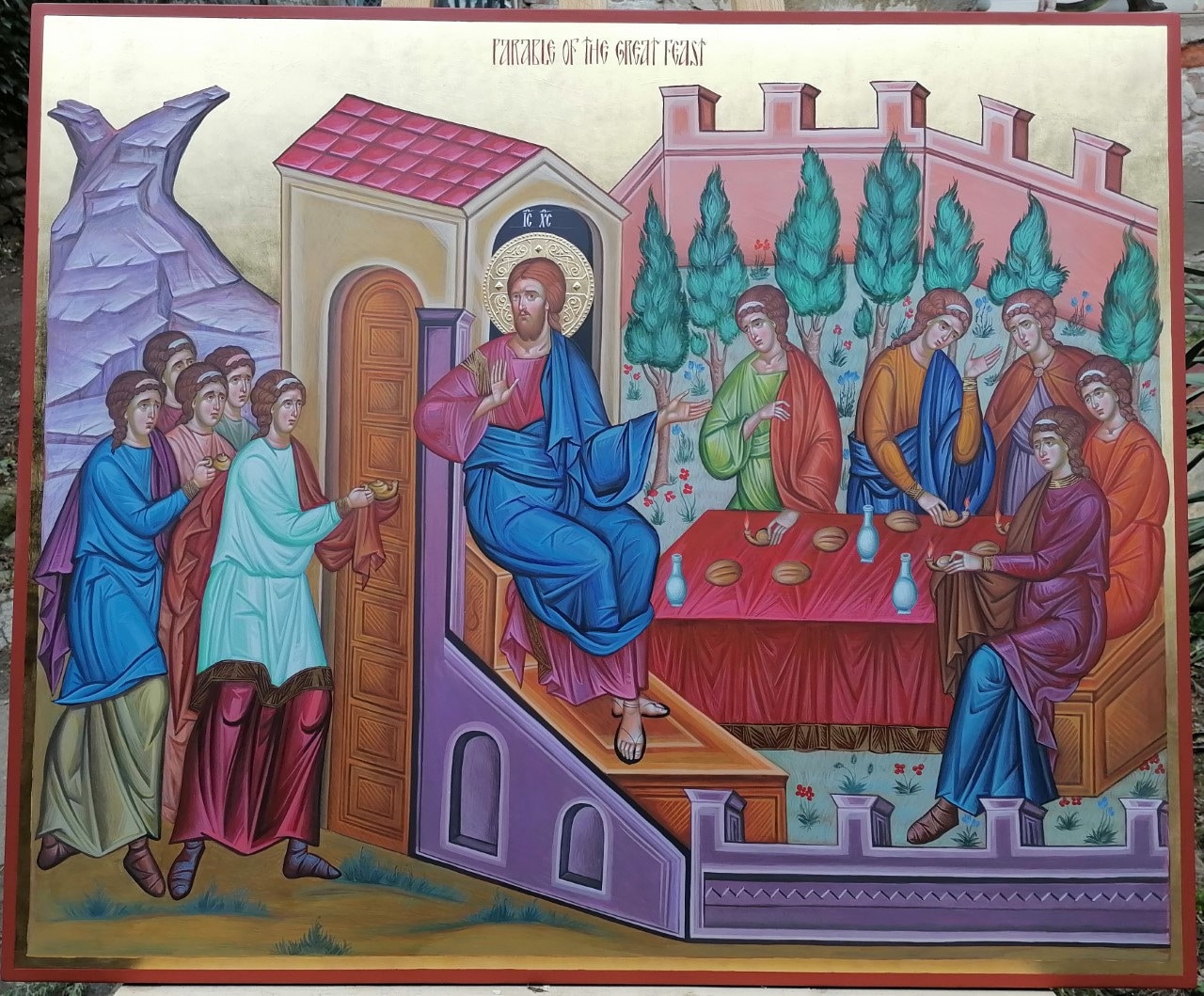 Custom order, icon of the Parable of the Great Feast.,icon hand painted