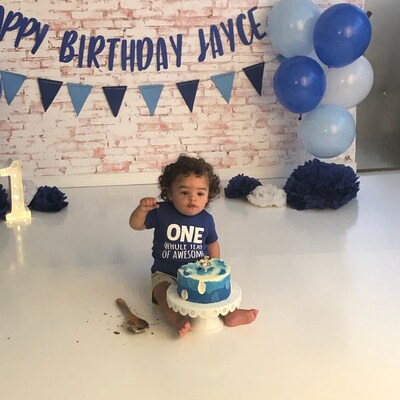 ONE Whole Year of Awesome 1st Birthday Shirt Front and Back Design Name ...