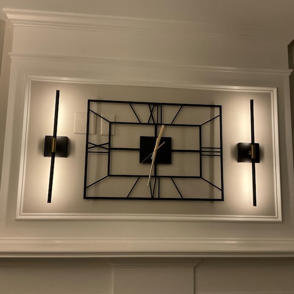 Rectangle Wall Clock, Oversized Silent Metal Wall Clock, Mantel Clock ...