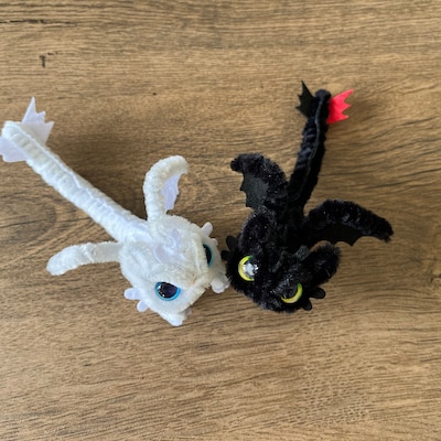 Pipe Cleaner Dragon, Toothless & Light Fury Couple Gift, finished/diy ...