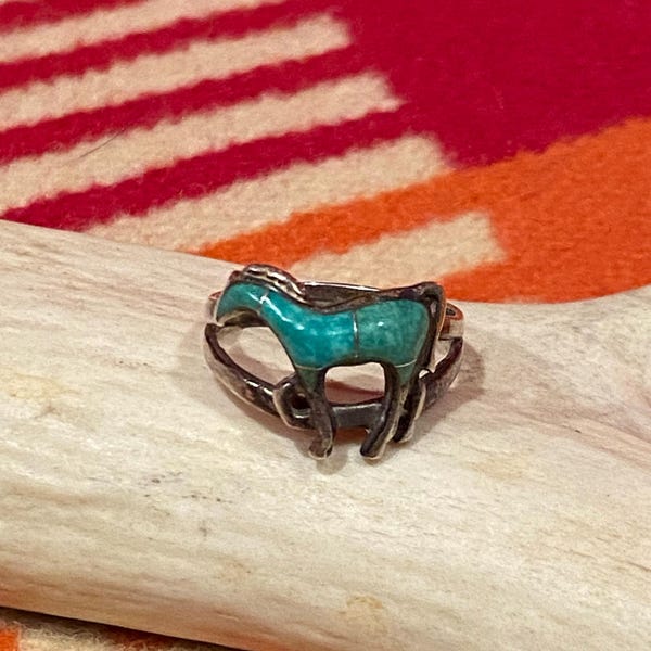Native American Navajo Larry Moses Yazzie Turquoise Ring 7 3/4 - Etsy