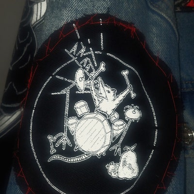 Folk Punk Drummer Opossum Patch Original Art - Etsy