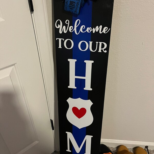 Thin Blue Line Long Welcome Sign - Etsy