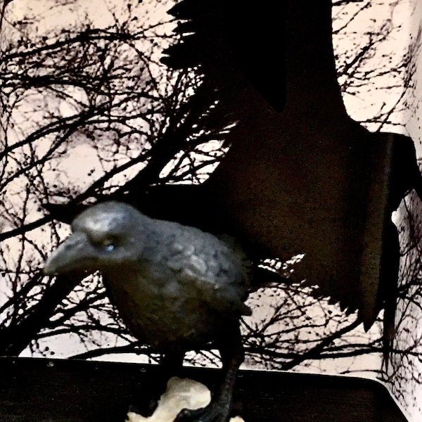 Large MINIATURE RAVEN Bird Crow Animals Figure Figurine Dollhouse Fairy ...