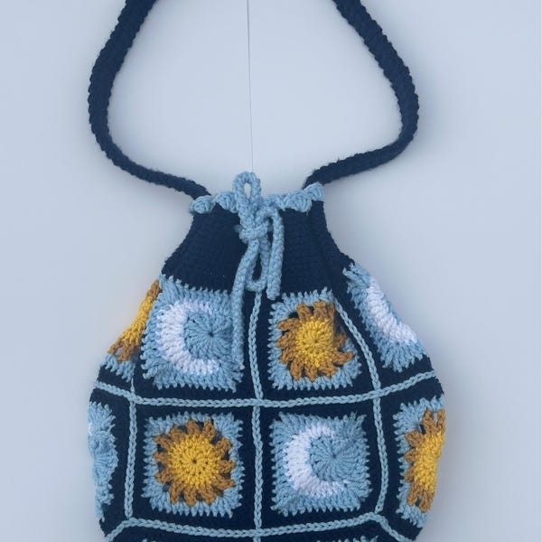 Daisy & Sun/moon Drawstring Crossbody Bag Crochet PDF PATTERN PACK ...