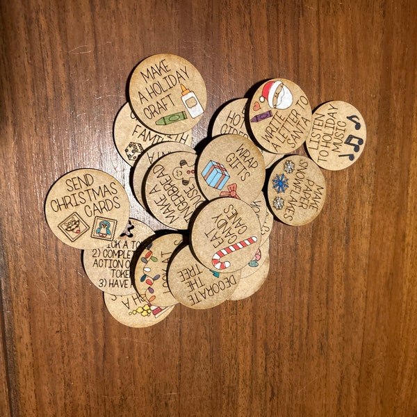 Christmas Token Set, Holiday Tokens, Christmas Countdown Ideas, Bucket ...