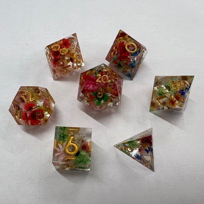 Full Set Handmade DND Resin Sharp Edge Dice Set, Lightning D&D Dice Set ...