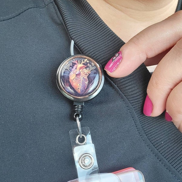 Vintage Map and Compass Retractable Badge Holder Compass Badge Reel ...