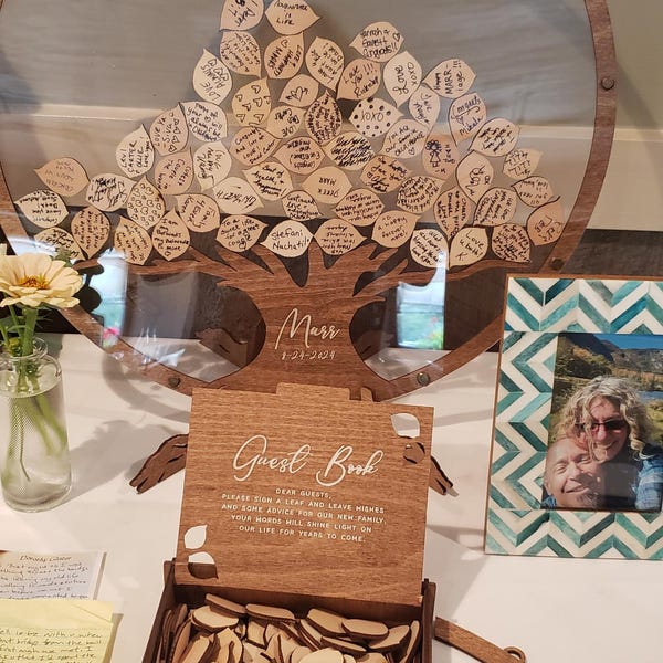 Wedding Card Box, Family Tree Card Box With Slot for Wedding, Rustic ...