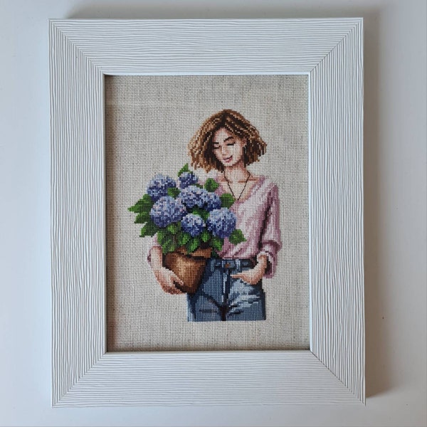 Sewing Girl Cross Stitch Pattern, Craft Room Decor (digital PDF) - Etsy