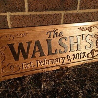 Personalized Family Name Sign Wedding Gift Custom Carved Wooden Signs ...