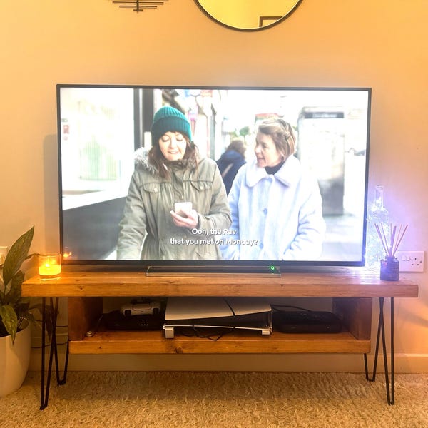 Handmade Rustic Pine TV Stand With Hairpin Legs - Etsy UK