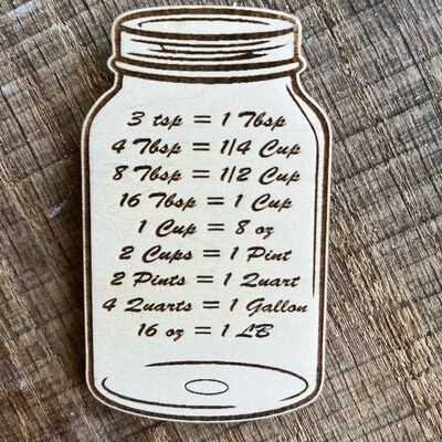 Kitchen Conversion Guide Fridge Magnet Digital SVG File Laser Cut and ...