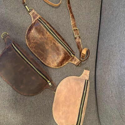 Men Leather Sling Bag Pattern With Video Tutorial, Crossbody Sling Bag ...