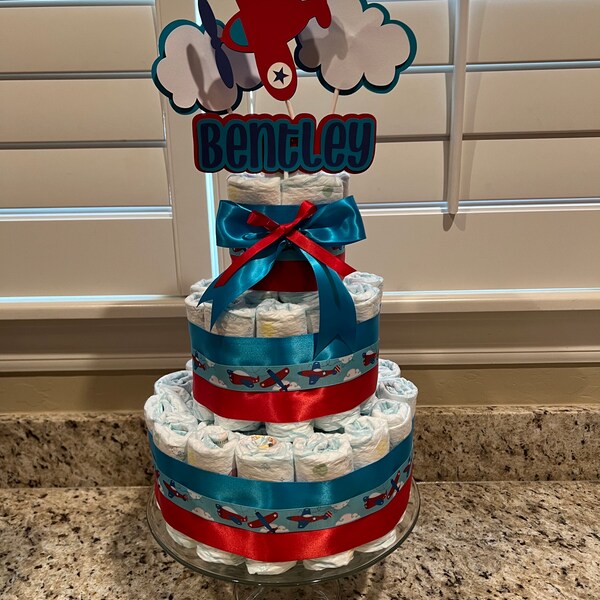 Airplane Diaper Cakes, Airplane Decorations, Airplane Baby Shower ...