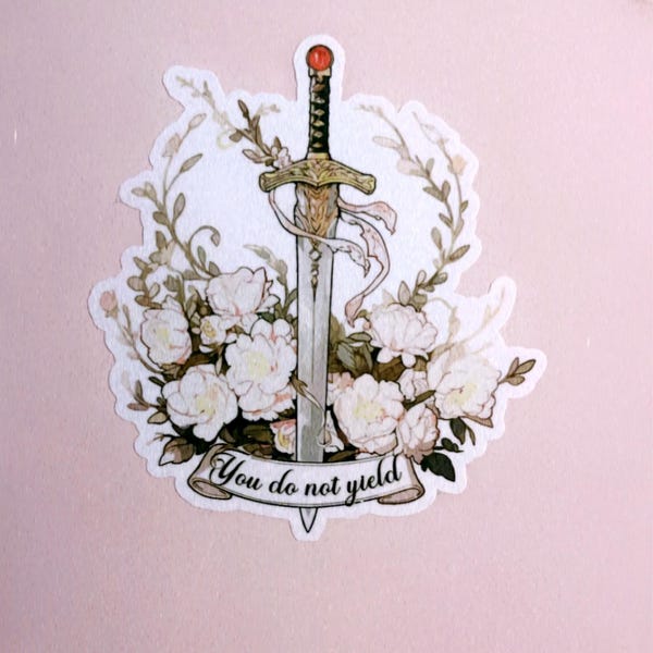 You Do Not Yield Sticker: Throne of Glass Sword, Floral Vinyl Decal - Etsy