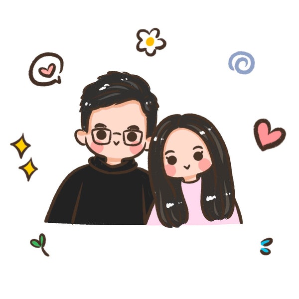 Custom Cute Cartoon Portrait, Cute Anime Portrait, Illustration ...