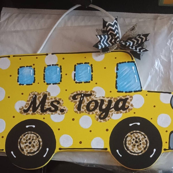 Personalized SCHOOL BUS Teacher SIGN Back to School Class Classroom ...