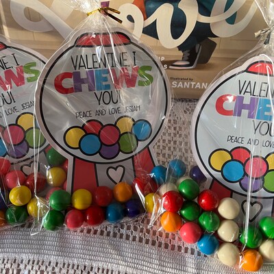 Personalized Gumball Machine Valentines, Digital File, I Chews You ...