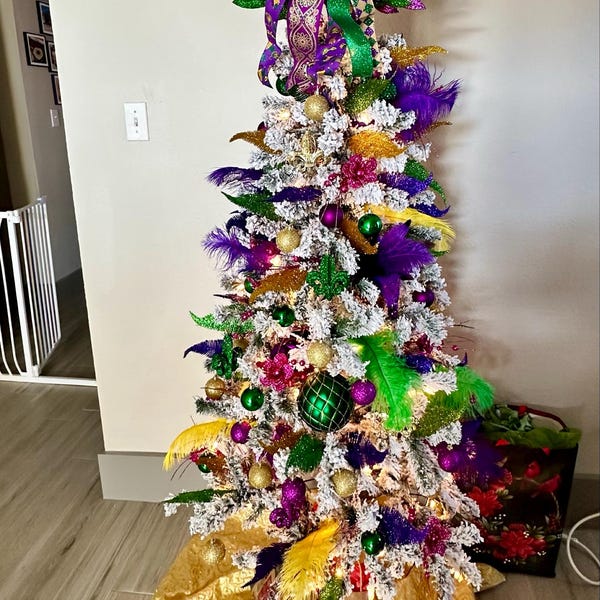 Purple and Gold Mardi Gras Wreath Bow, Mardi Gras Decor, Fleur De Lis ...