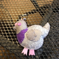 Pigeons Handmade Hand Stitched Key Chain Pigeon Bird Felt Collectable ...