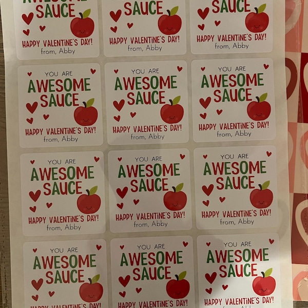 Classroom Valentine Sticker - Awesome Sauce Valentine Sticker ...