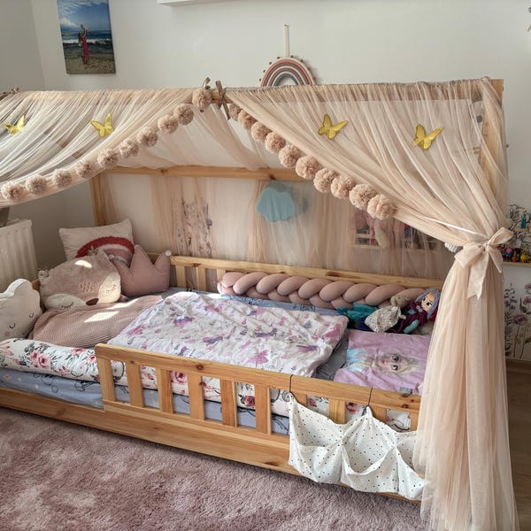 Honey Foam Montessori Bed Canopy, Kids Bed Canopy, Montessori Bed ...