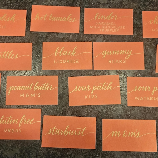 Calligraphy Buffet Cards | Wedding Buffet Labels | Wedding Buffet Gold ...