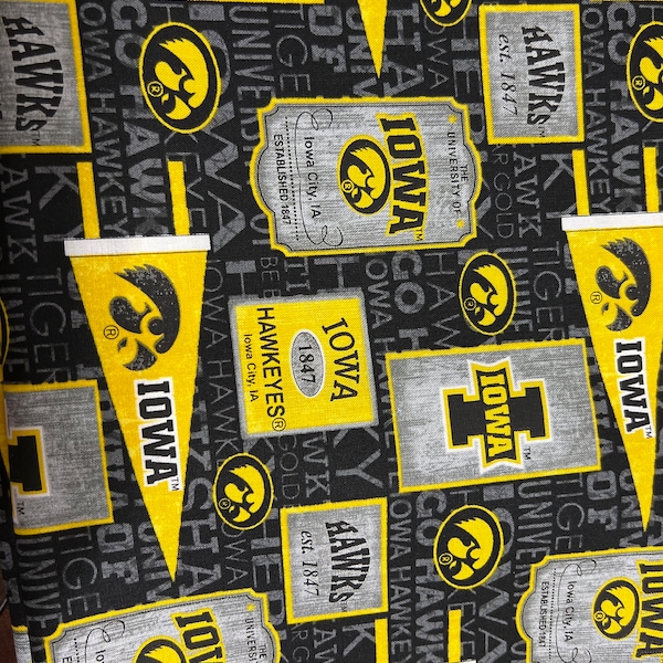 NCAA University of Iowa Hawkeyes Yellow & Black College Logo 100% ...