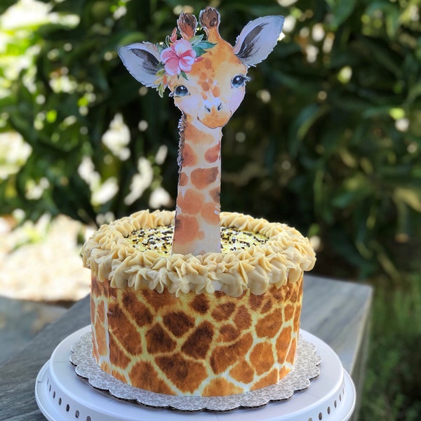 Giraffe Cake Topper: Animal Print Edible Cake Wrap - Etsy