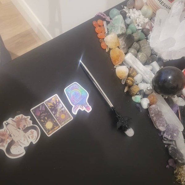 Crystal Wand Pen Witch's Broom Pencils- Clear Quartz Ball Point Pens or ...