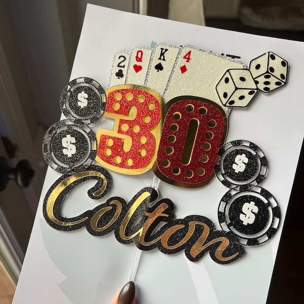 Poker Theme Caketopper, Casino Theme Cake Topper, Poker Cake Topper ...
