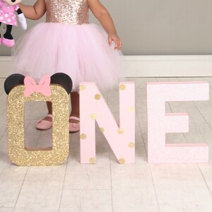 Minnie Mouse Glitter Stand up one Letter Sign 1st First Birthday-photo ...