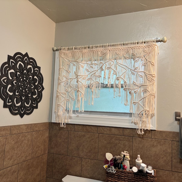 Window Valances, Window Treatment, Macrame Window Banner, Kitchen ...