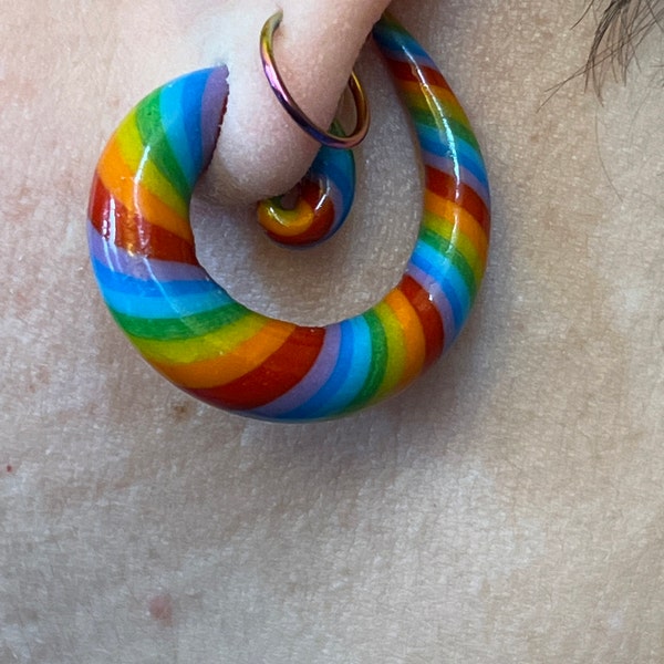 Rainbow Gauges / Spiral Ear Gauges / Gauge Earrings / Spiral Ear Plugs ...
