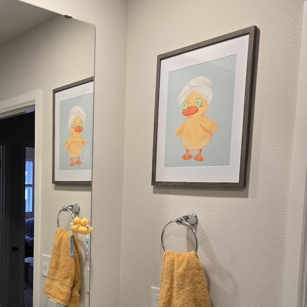 PRINTED & SHIPPED Self Care Ducky (blue Mist), Cute Bathroom Wall Art ...