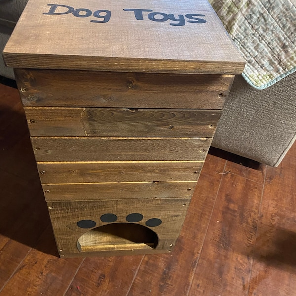 Wood Dog Toy Box / Wooden Dog Toys Storage Bin / Pet Toy Storage ...