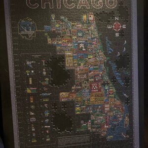Neon Neighborhood Map of Chicago 1000 Piece Puzzle Great Gift for ...
