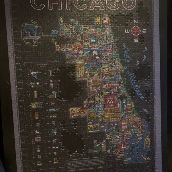 Neon Neighborhood Map of Chicago 1000 Piece Puzzle - Great Gift for ...