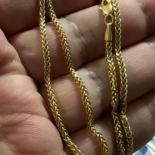 18k Real Gold Franco Chain Necklace - 2.5MM, 3MM Foxtail Chain - Etsy