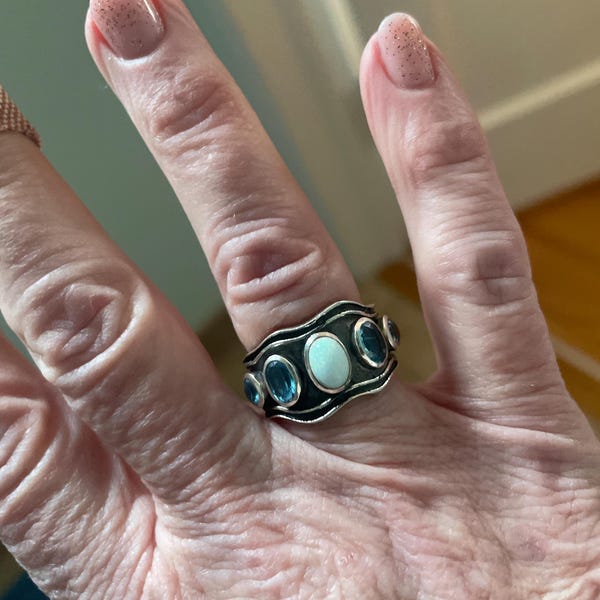 Rectangular Shape Turquoise Ring // 925 Sterling Silver With Genuine ...