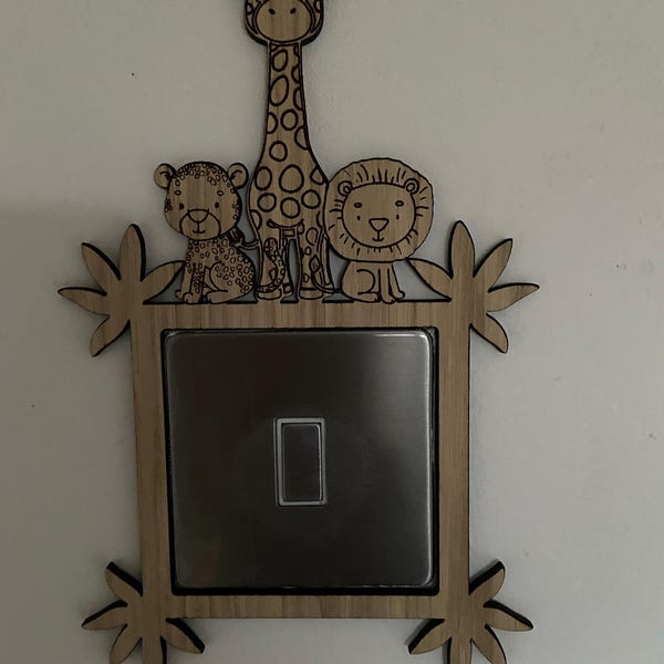 Wooden Safari Animal Light Switch Surround for Kids Room, Jungle Light ...