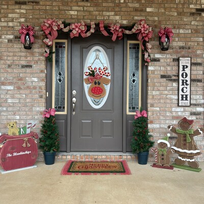 Reindeer Door Hanger Christmas Door Hanger Happy Holidays Rudolph the ...