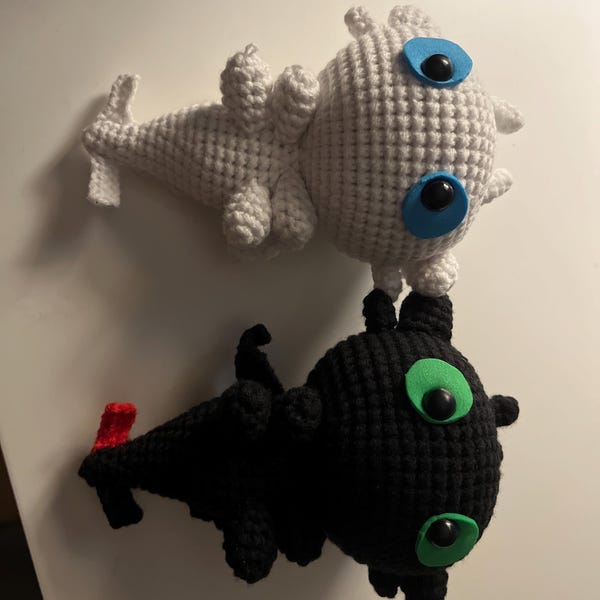 Toothless Dragon Crochet Plush, How to Train Your Dragon, Night Fury ...