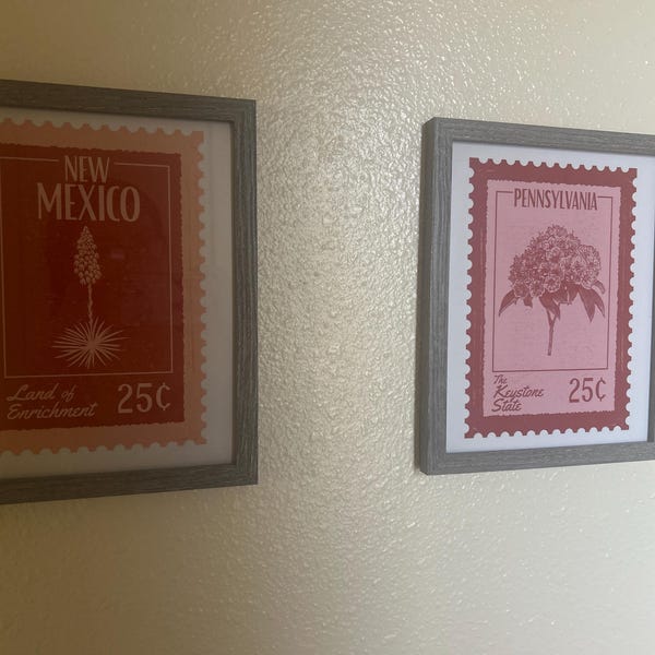 US State Flower, Vintage Stamp Wall Art, Floral Art Decor, Botanical ...