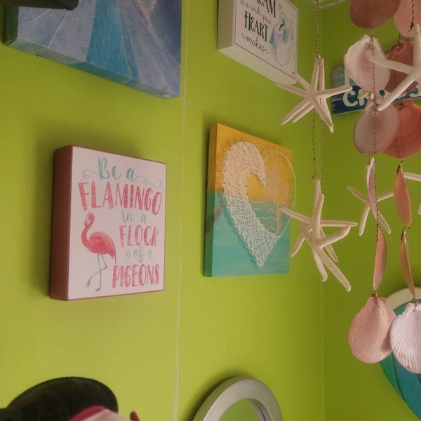 Beach Wall Decor, Wave String Art Heart, Wave Decor, Beach Wall Decor ...