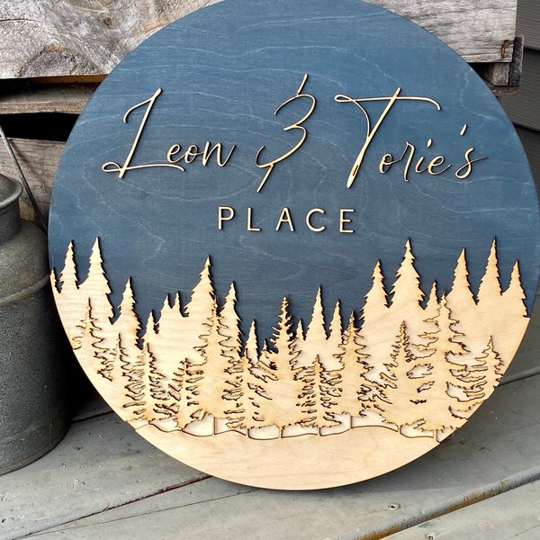 Digital File - Forest Round Name Sign SVG for Glowforge Laser Cutters ...