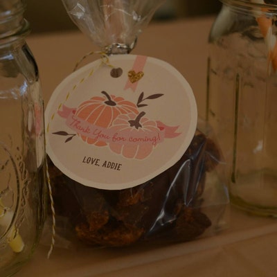 Printable Favor Tag Our Little Pumpkin Pink and Gold - Etsy