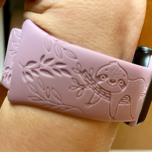 Sloth Watch Band Silicone Laser Engraved, Apple Watch Compatible 38/40 ...